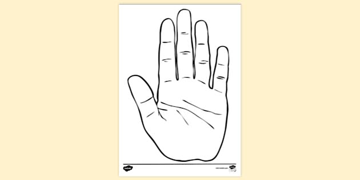 Large Hand Print Colouring Page | Colouring Sheets - Twinkl
