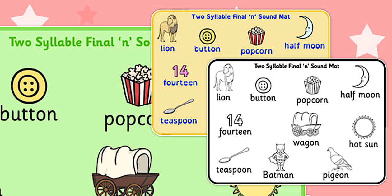 Two Syllable Final 'N' Sound Word Mat 2 - Twinkl