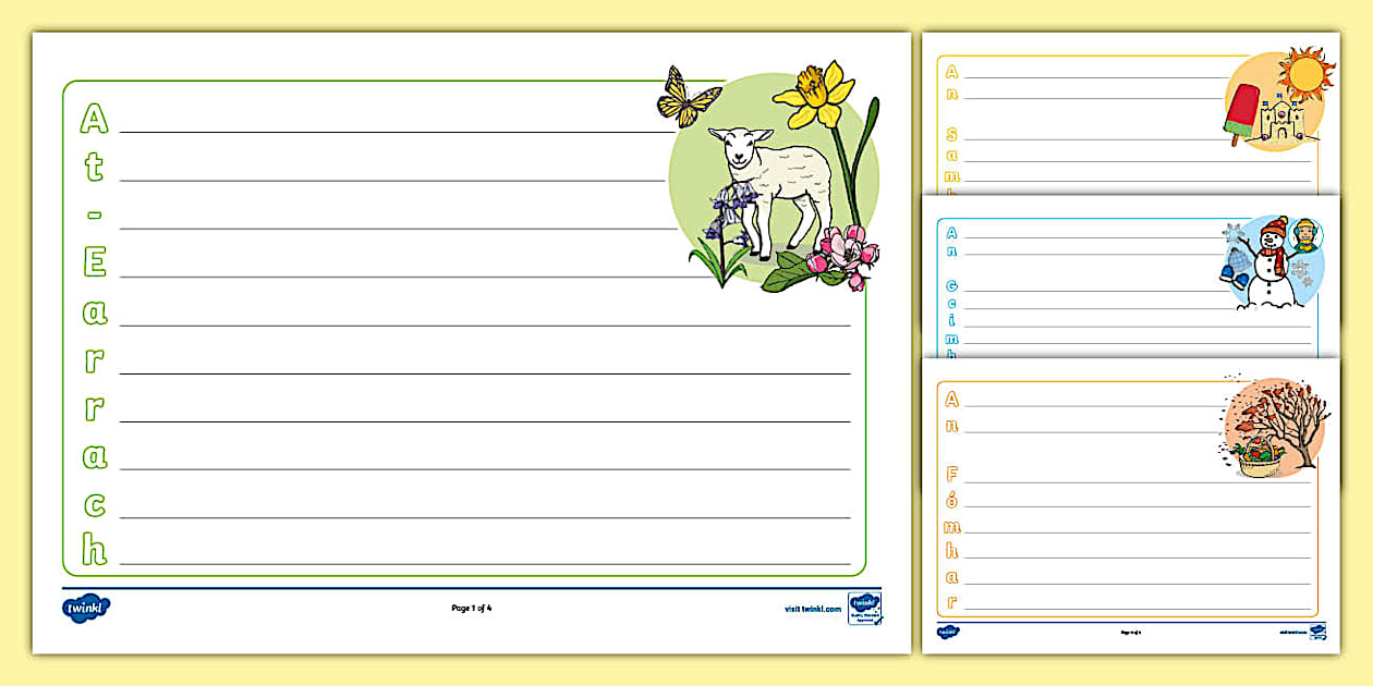 Na Séasúir Acrostic Poems (teacher made) - Twinkl