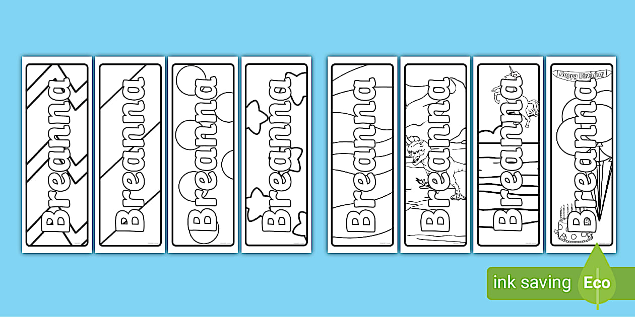Breanna Name Simple Colouring Bookmarks (Teacher-Made)