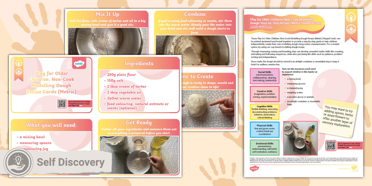 Non-Cook Modelling Dough Step-by-Step Recipe (Metric) Cards