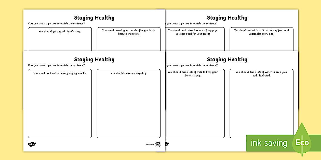 Staying Healthy Drawing Worksheet (teacher made) - Twinkl