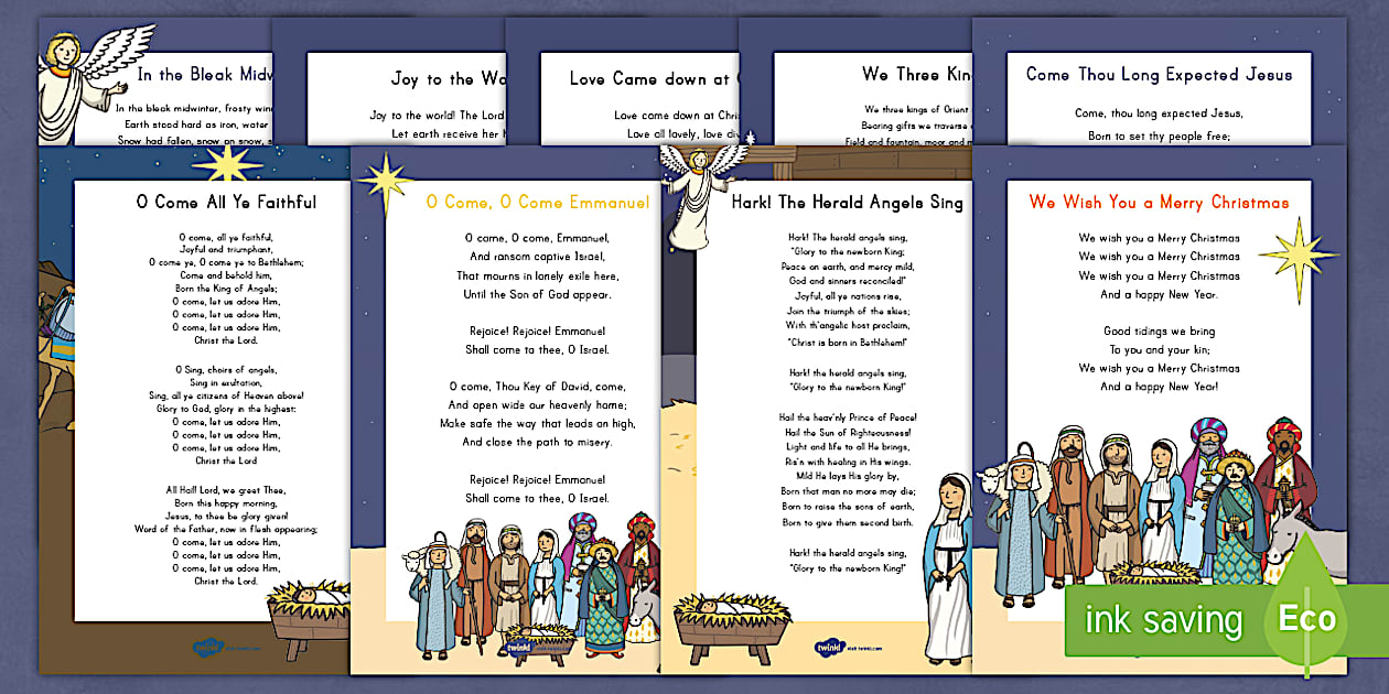 Printable Christmas Carols Lyrics Pack | Twinkl USA - Twinkl