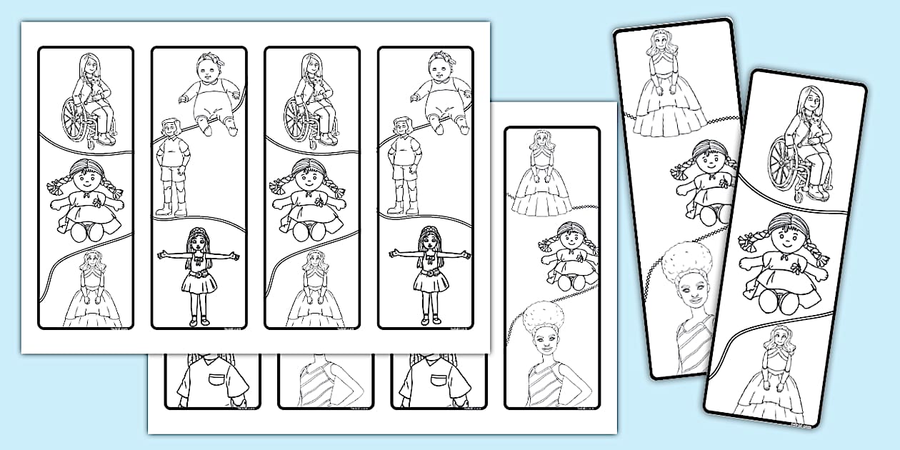 Doll Colouring Bookmarks (teacher made) - Twinkl
