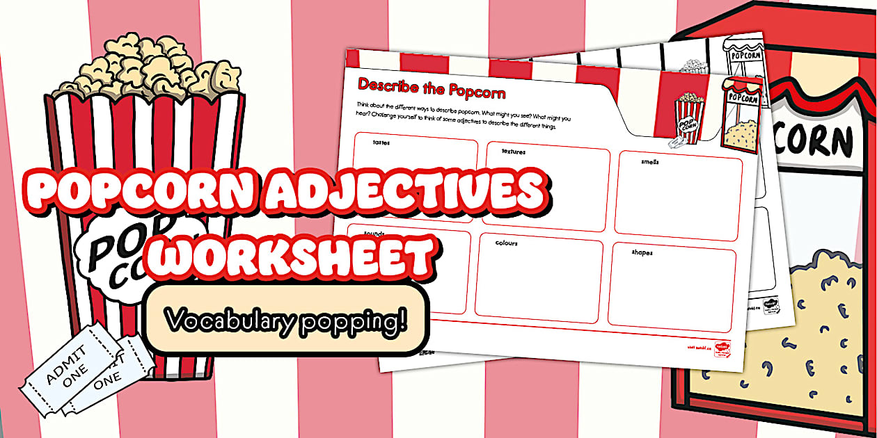 Popcorn Adjectives Worksheet