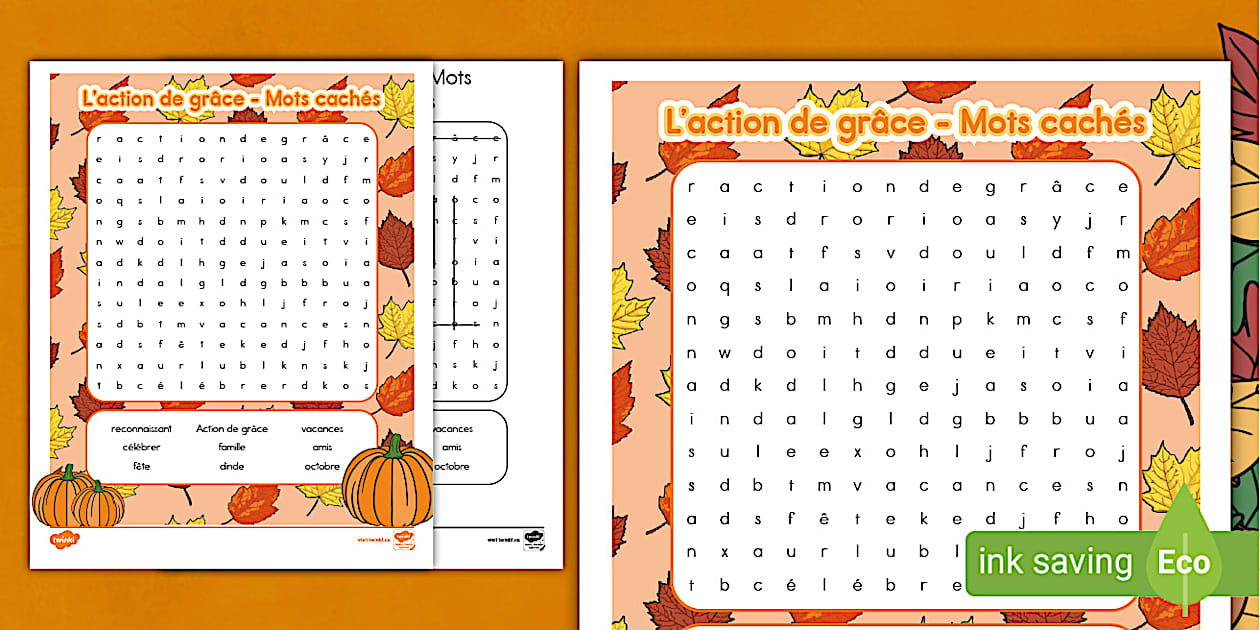 Mots cachés de l'Action de grâce | Twinkl (teacher made)