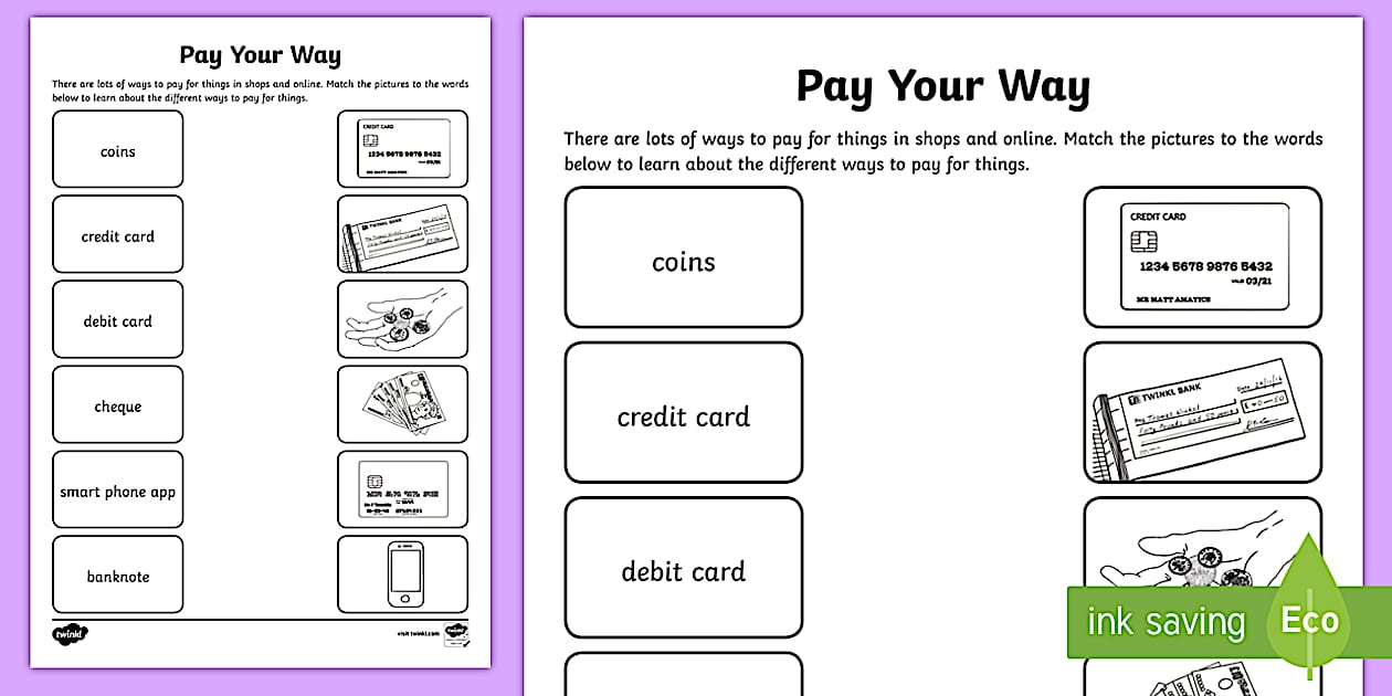 Pay Your Way Worksheet / Worksheet (teacher made) - Twinkl