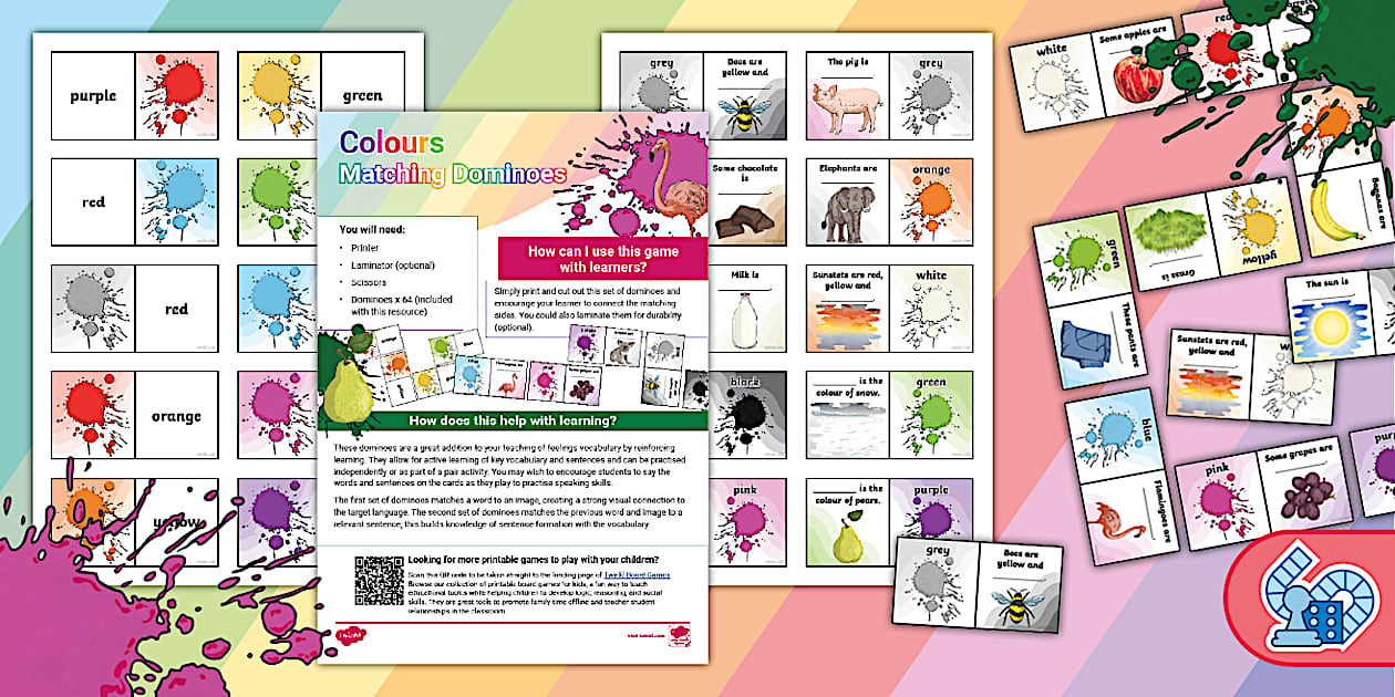 Colours Matching Dominoes Game for Learners of EAL - Twinkl