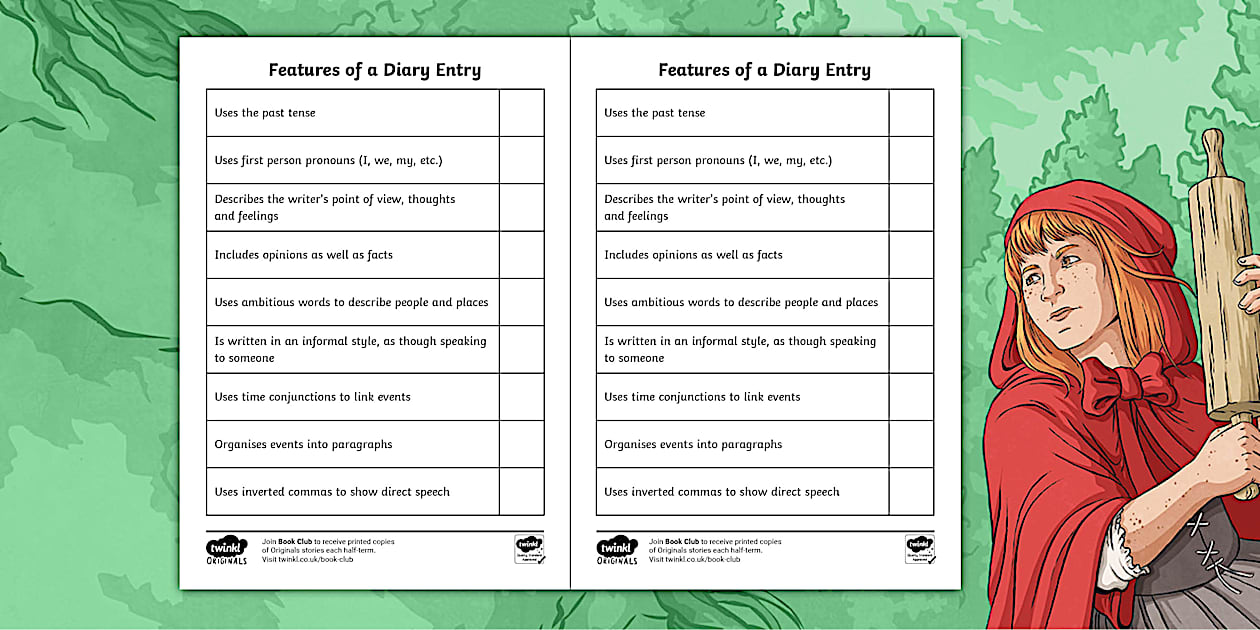 Features of a Diary writing KS2 - Entry Checklist - Twinkl