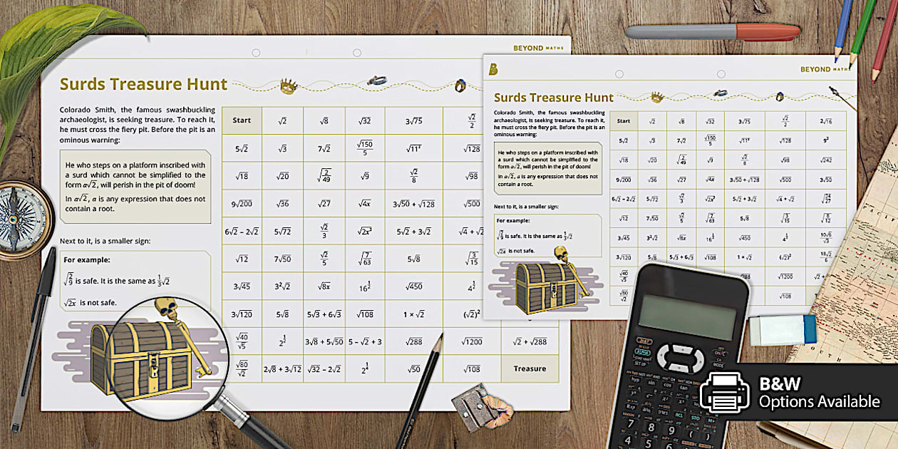 Surds Treasure Hunt (teacher made) - Twinkl