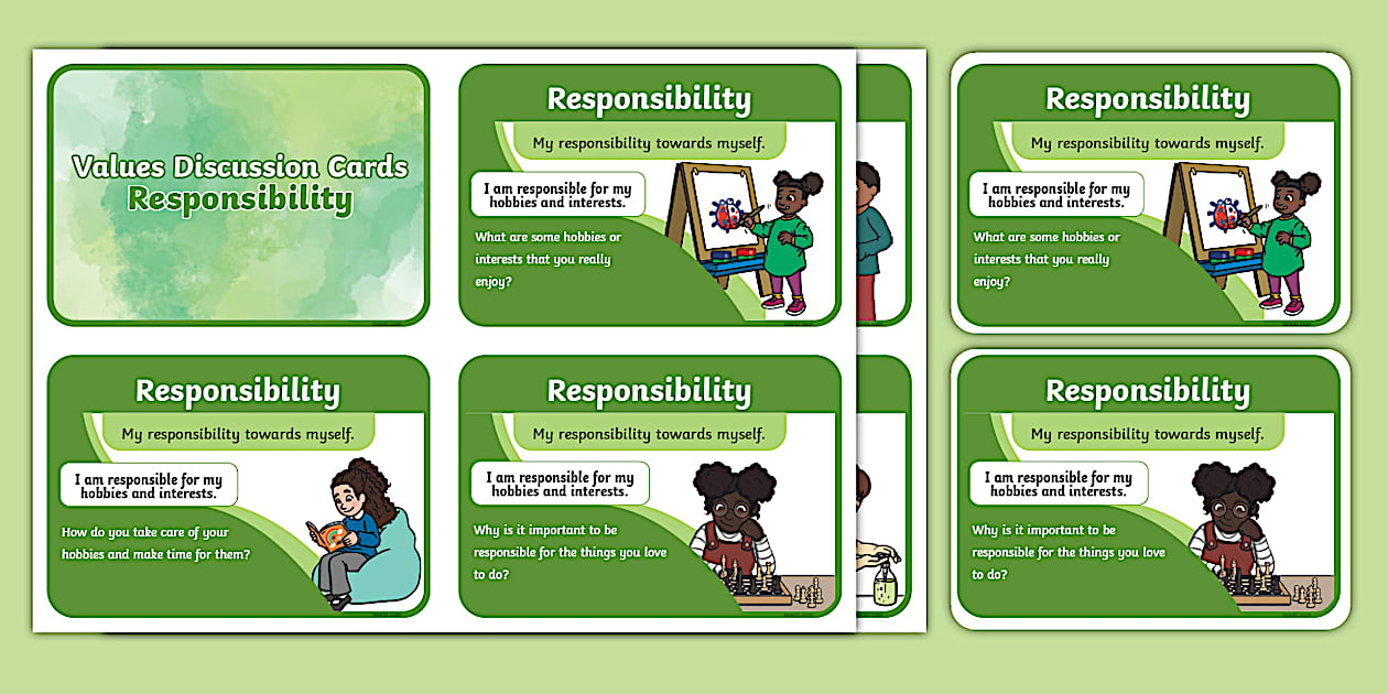 Values Discussion Cards - Responsibility (teacher made)