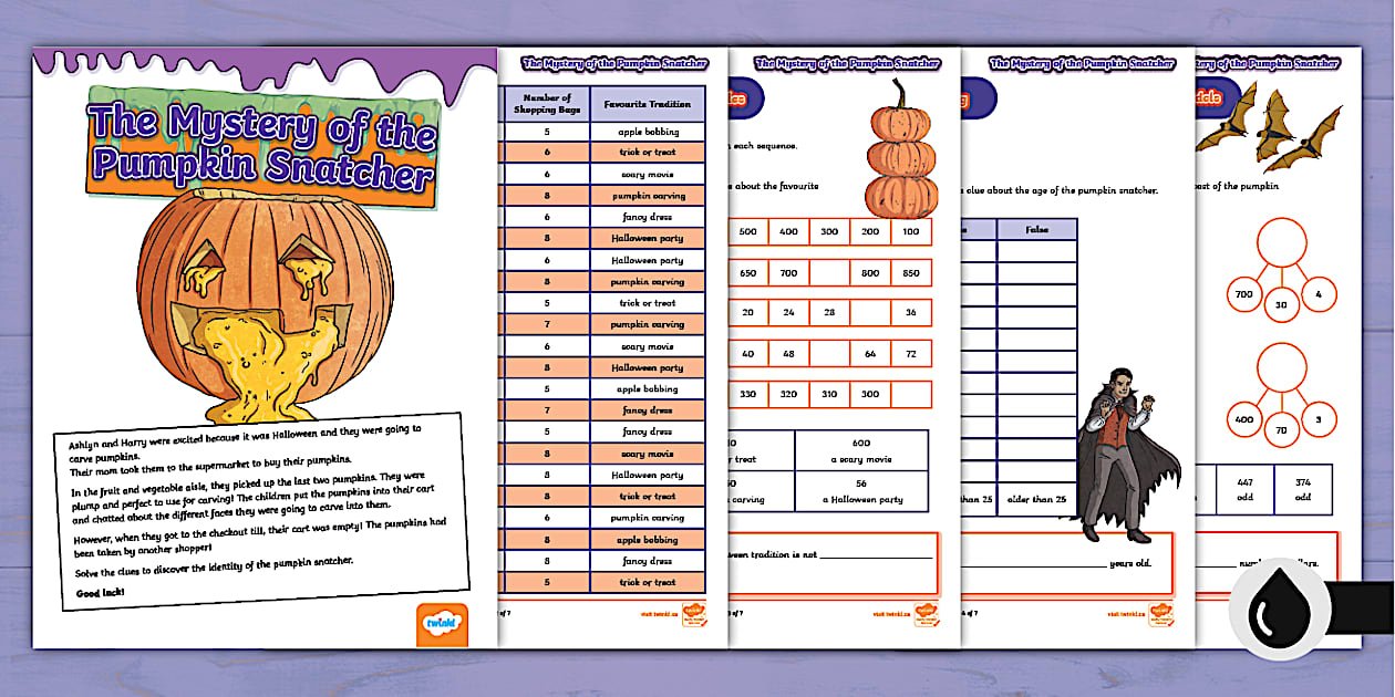 The Case of the Pumpkin Snatcher Math Mystery - Twinkl