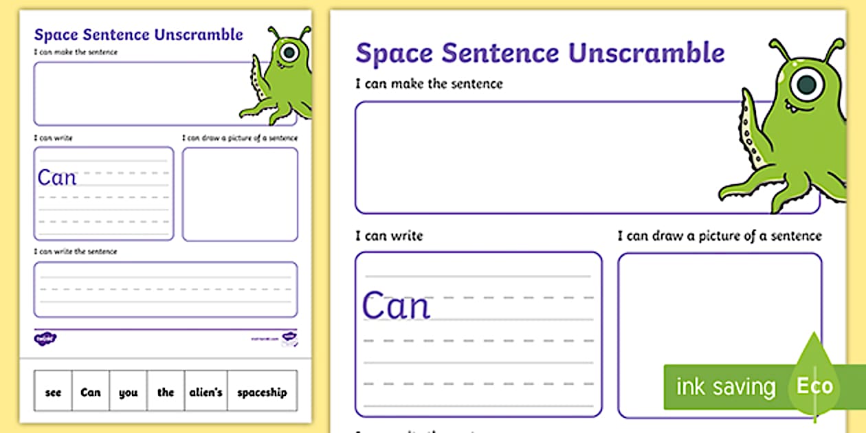 Space Sentence Unscramble Worksheets (teacher made) - Twinkl