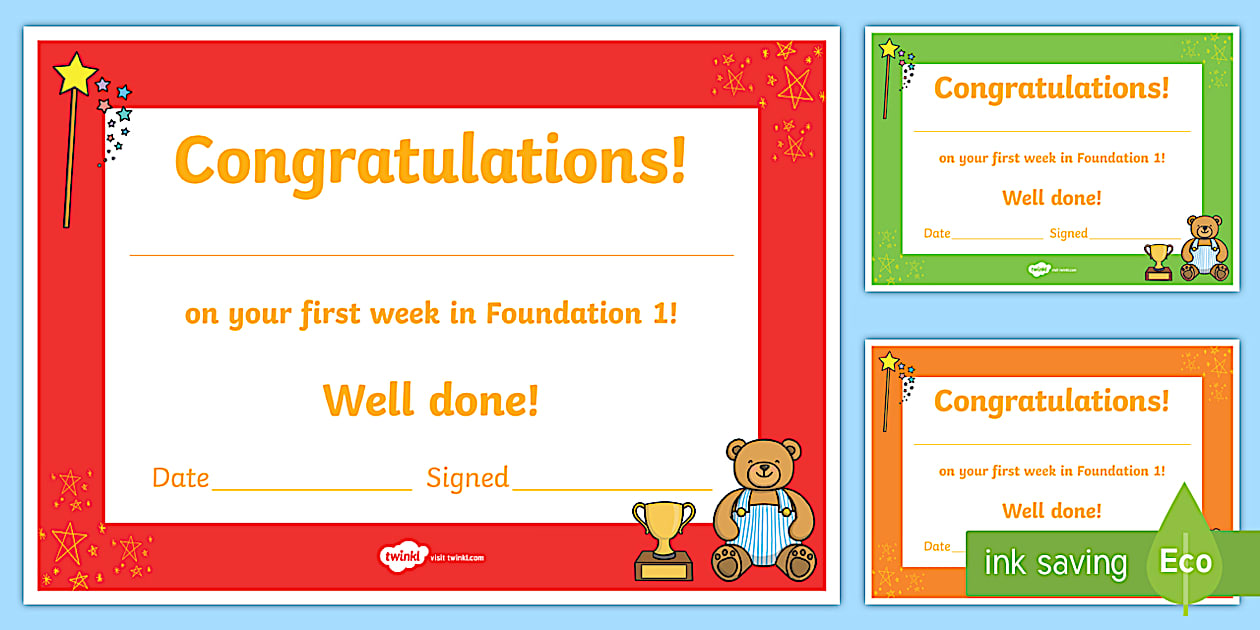 Editable First Week Award Certificates - Twinkl
