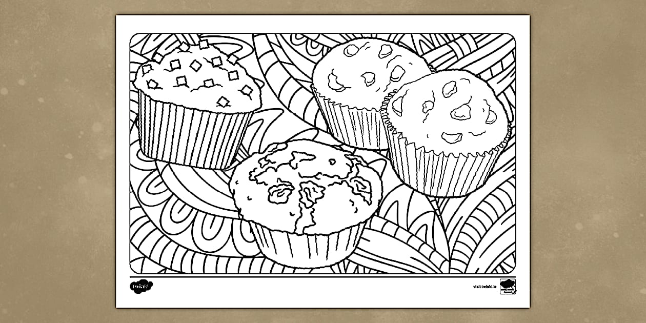 Mindfulness Muffins Colouring Sheet (teacher made) - Twinkl