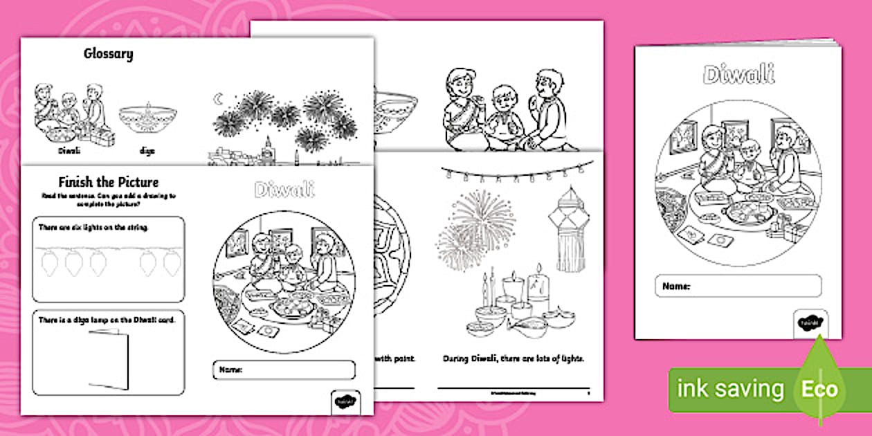 Read and Colour Non-Fiction Booklet: Diwali (teacher made)