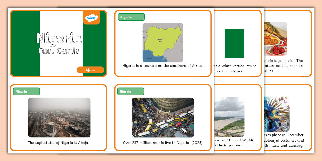 KS1 Nigeria Fact Cards - Twinkl Geography - Twinkl