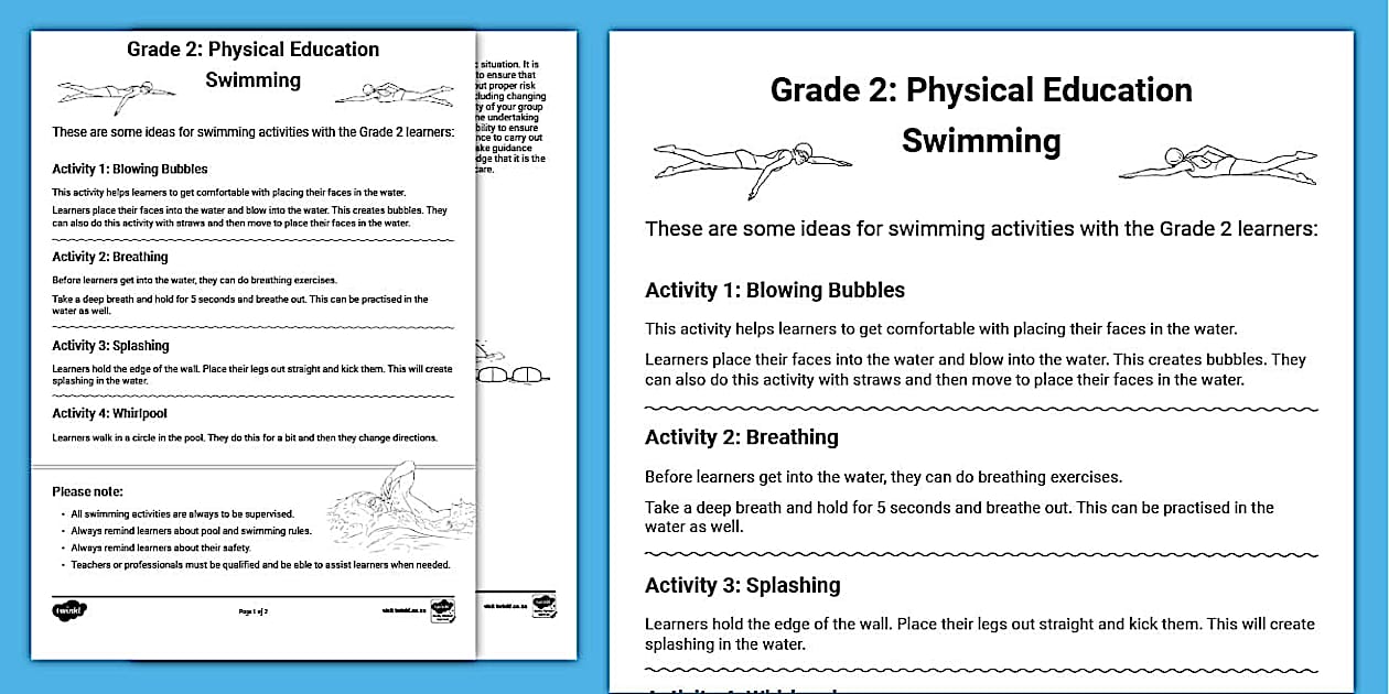 Grade 2 Physical Education: Swimming (CAPS Aligned)