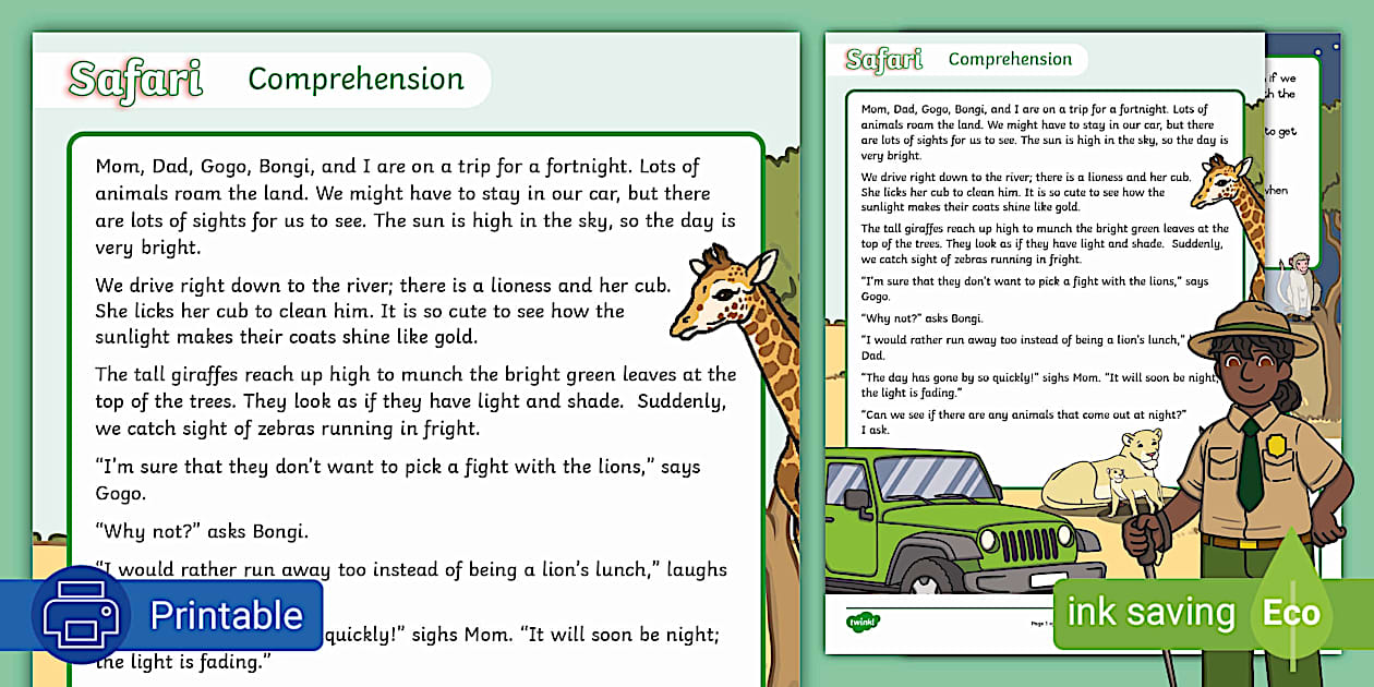 Safari Reading Comprehension | Foundation Phase | English HL