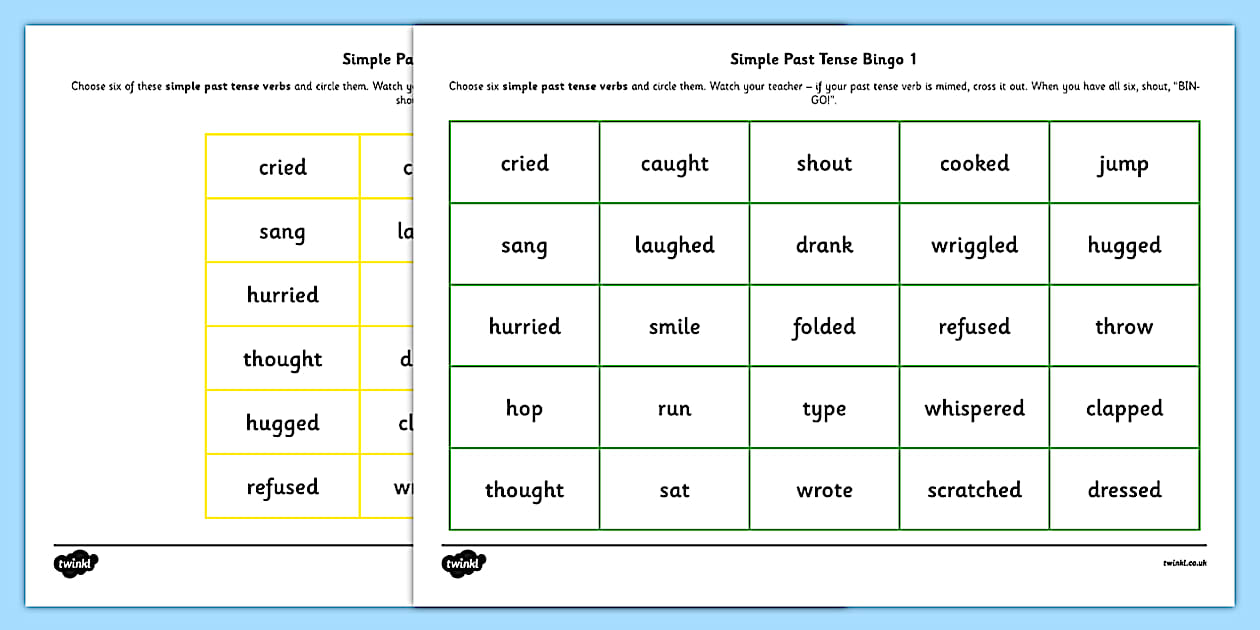 Past Simple Bingo - ESL Past Simple Games - Twinkl