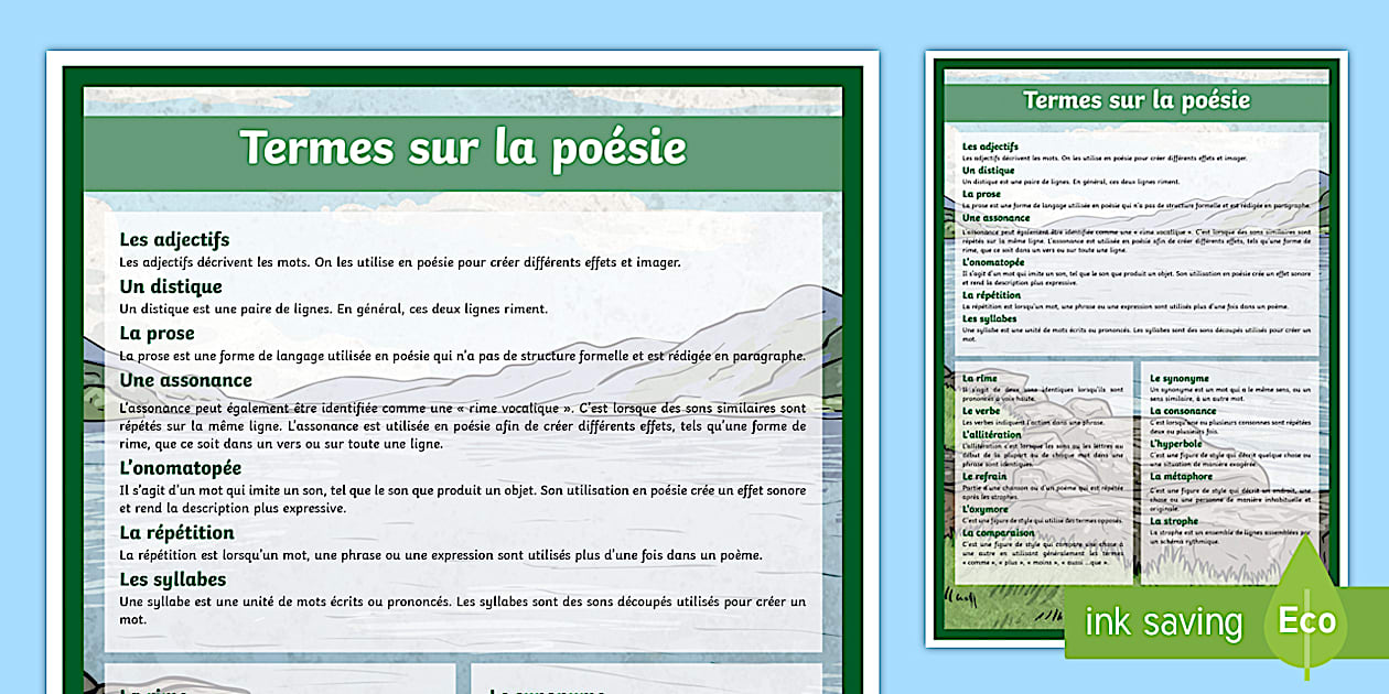Poster : Les termes de poésie