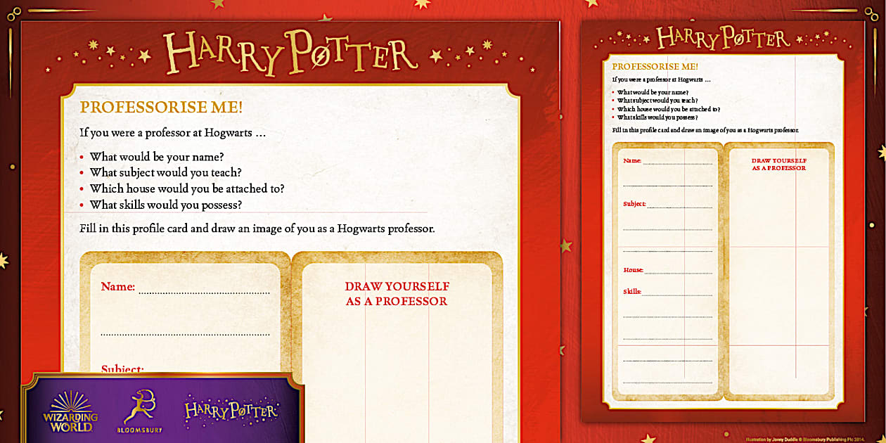 FREE! - KS2 Harry Potter: If I Were a Hogwarts Professor Worksheet