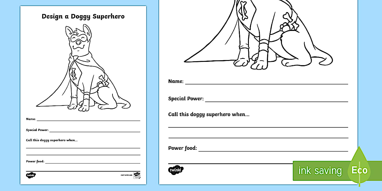 Design a Doggy Superhero Worksheet / Worksheet - Twinkl