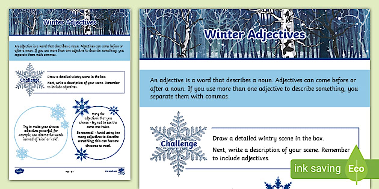 Adjectives Activity Winter (teacher made) - Twinkl