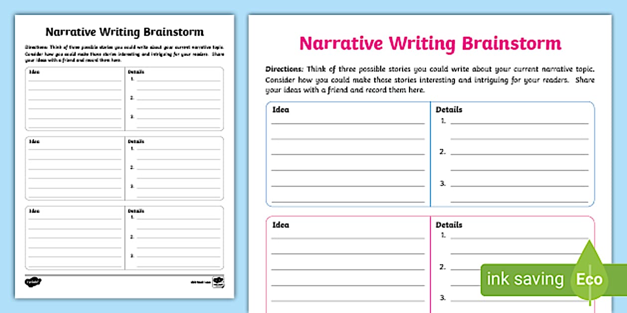 Editable Narrative Writing Brainstorm Graphic Organizer