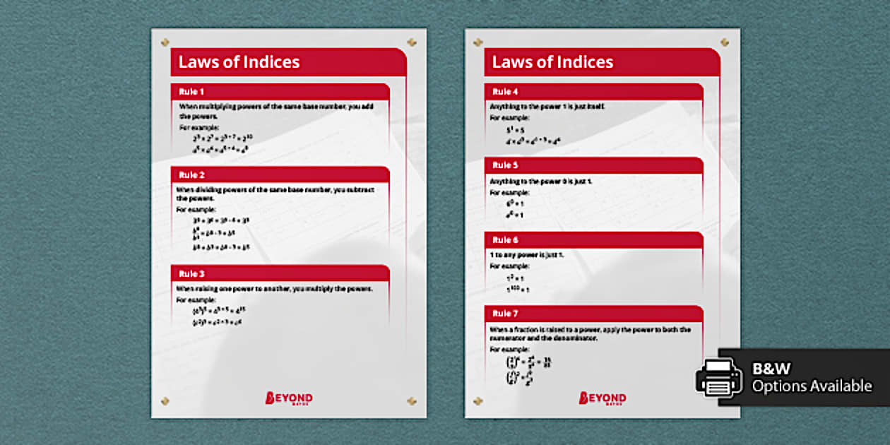 👉 Laws of Indices Poster | KS4 Maths | Beyond - Twinkl