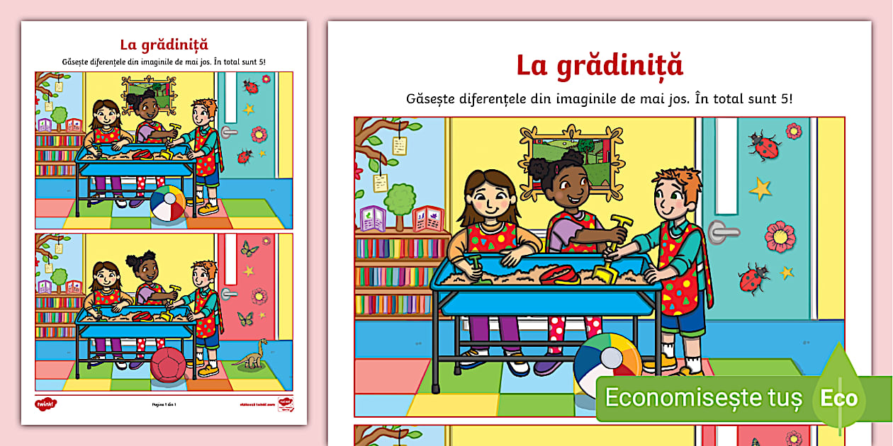 La grădiniță – Activitate de găsire a diferențelor