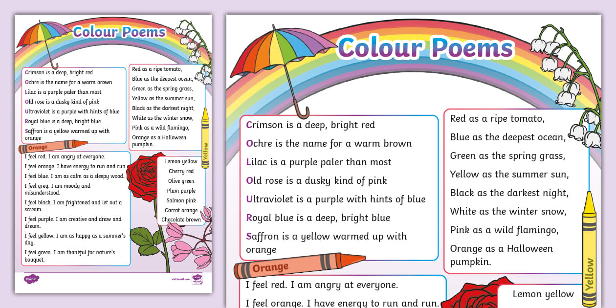 KS1 Colour Poems Example (teacher made) - Twinkl