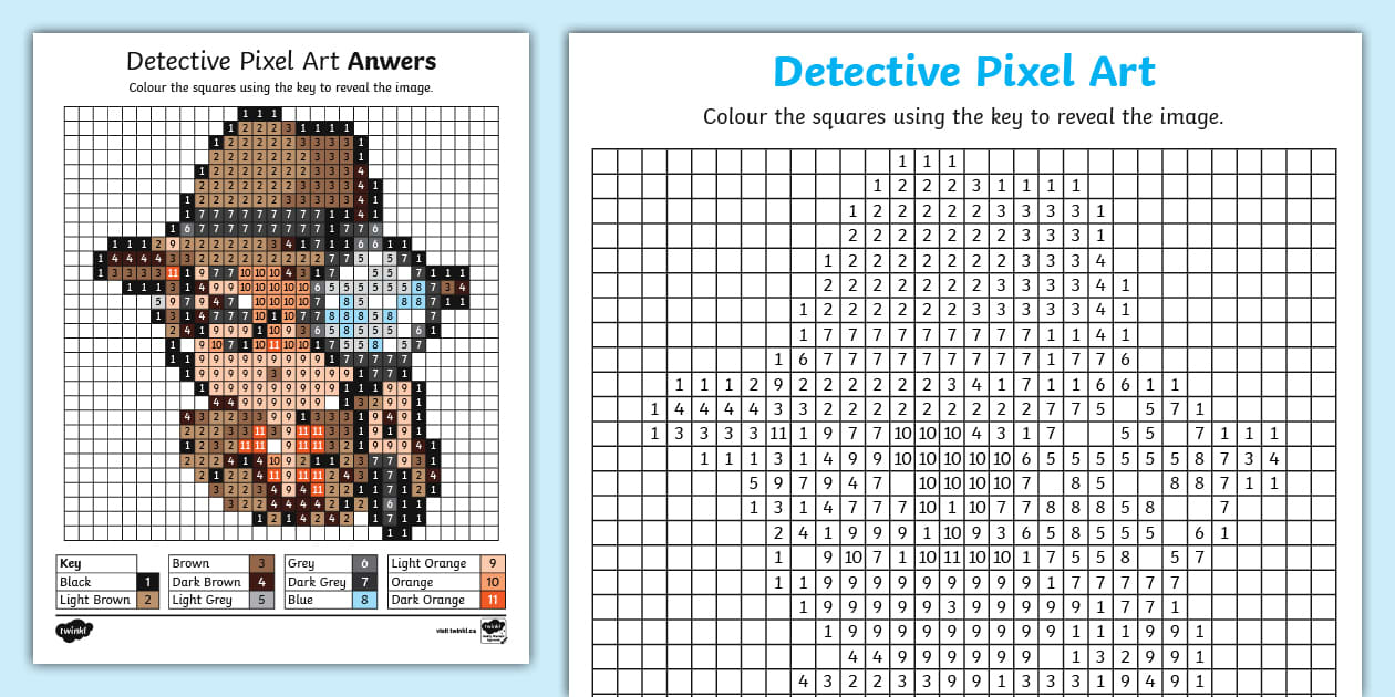 Detective Pixel Art Template (teacher made) - Twinkl