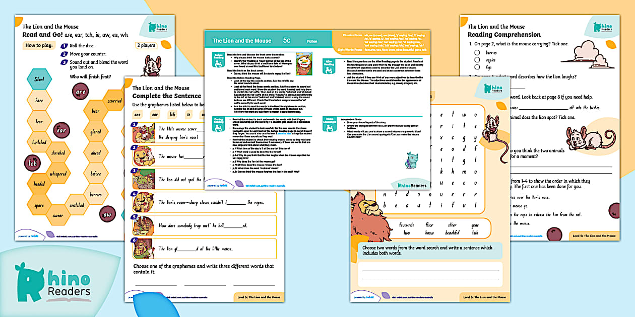 Level 5c The Lion and the Mouse Guided Reading Pack - Twinkl