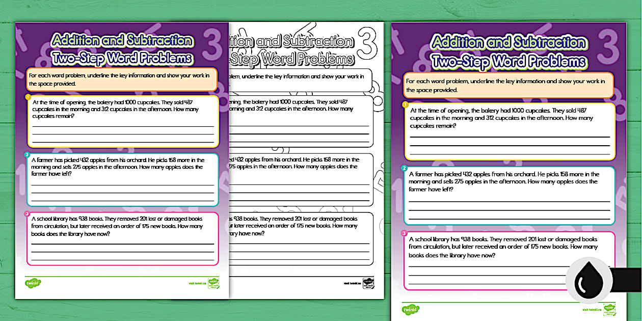 Two-Step Math Word Problems Activity (teacher made) - Twinkl