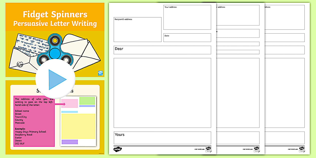 KS1 Fidget Spinners Persuasive Letter Writing Activity Pack