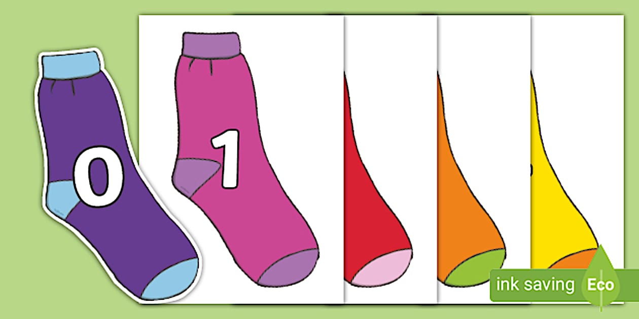 Numbers 0-50 on Socks (teacher made) - Twinkl