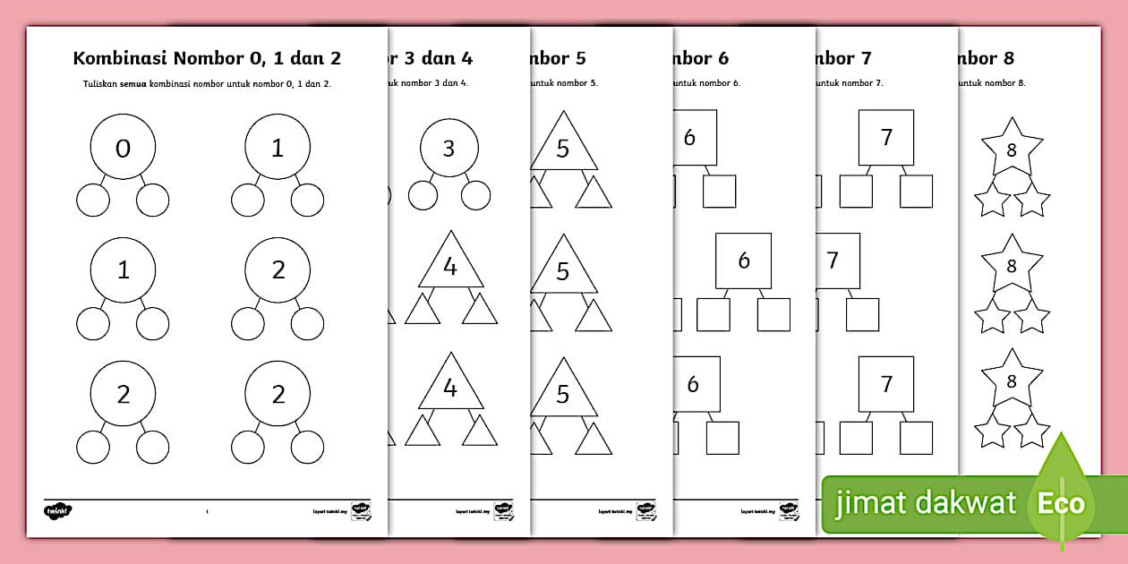 Lembaran Kerja Kombinasi Nombor Tahun 1 - Kombinasi Nombor