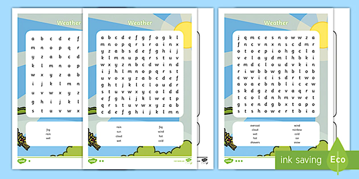 Weather Word Search | Primary Resources (teacher made)