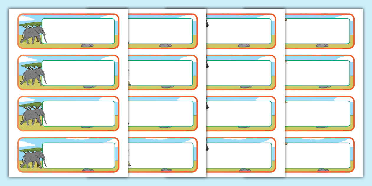 Safari -Themed Name Tags - Twinkl Labels (teacher made)