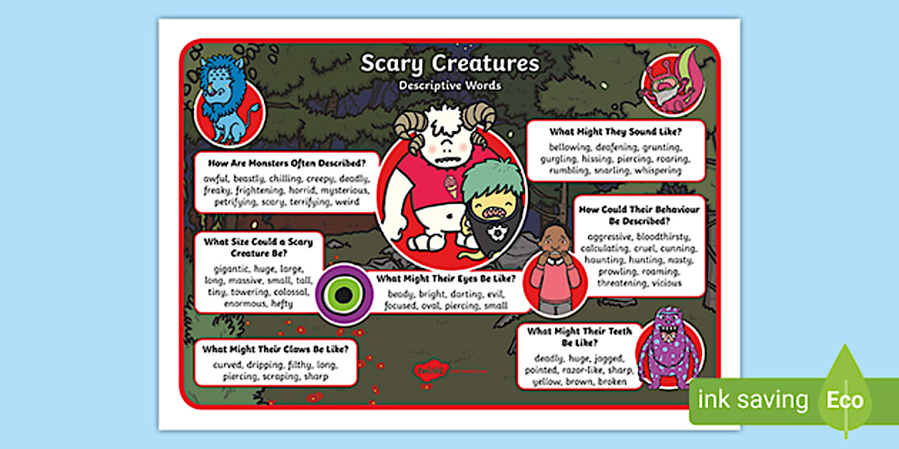 KS1 Scary Creatures Descriptive Word Mat (teacher made)