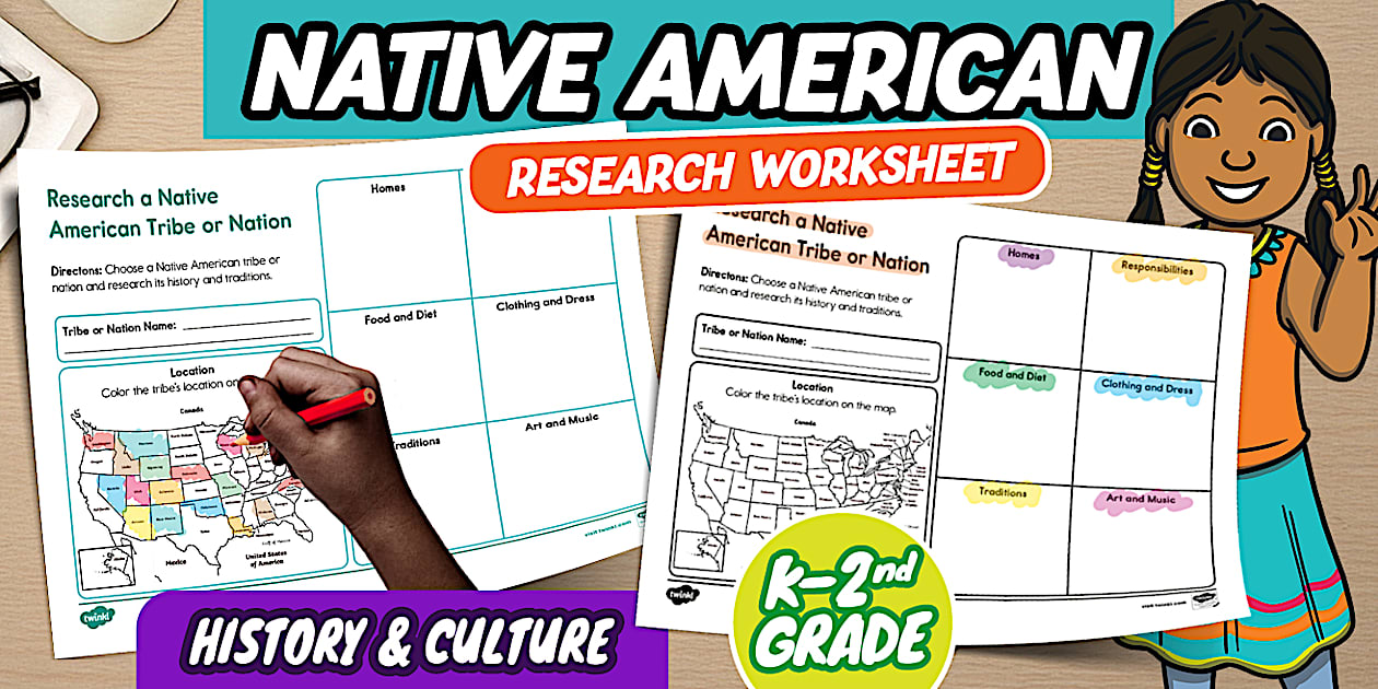 Research a Native American Tribe or Nation Worksheet for K-2nd Grade