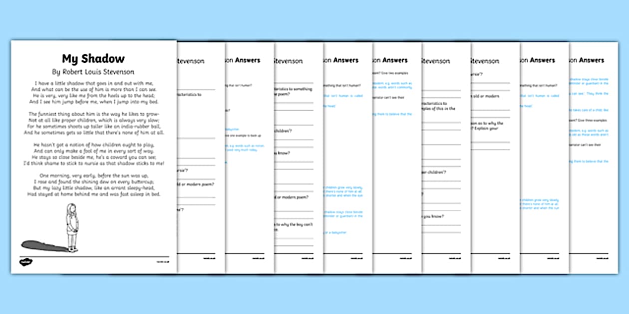 My Shadow by Robert Louis Stevenson Poetry Differentiated Reading