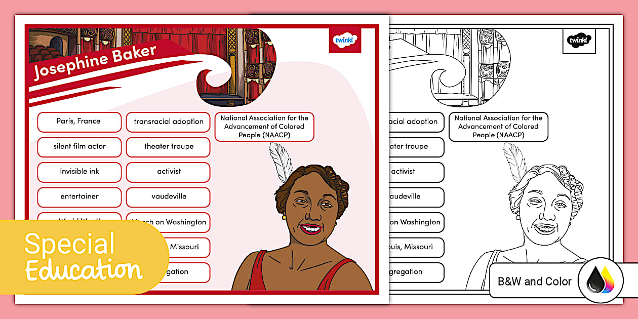 Josephine Baker Black History Month Vocabulary Mat - Twinkl