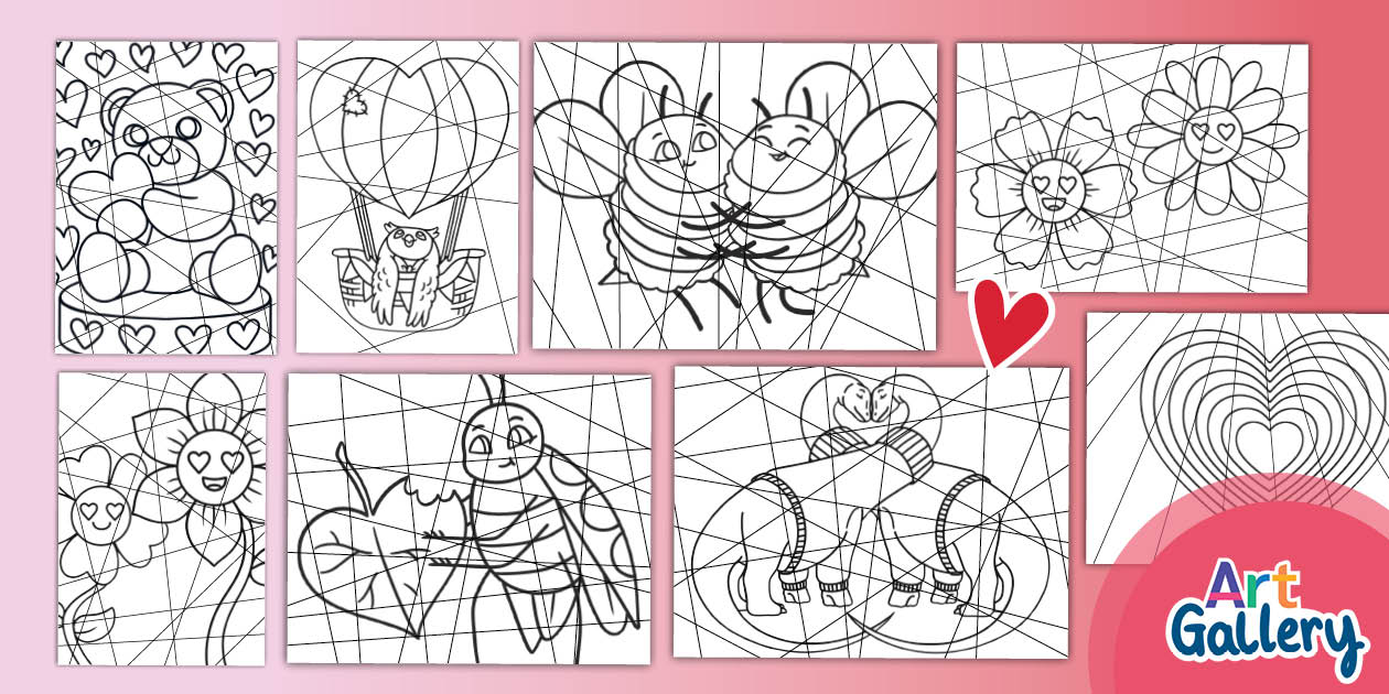 Love Mosaic Colouring Activity Posters