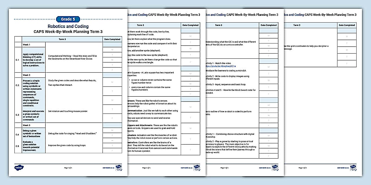 CAPS Curriculum Week-By-Week Planning Term 3 (teacher made)