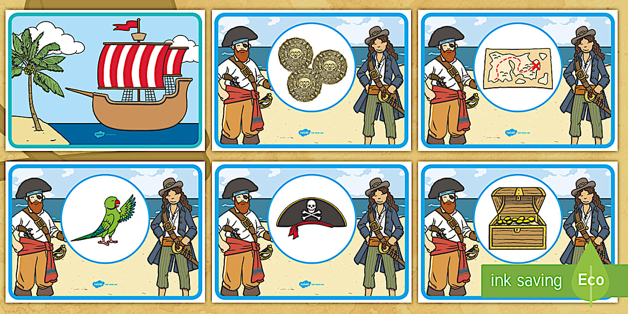Editable Pirate Ship and Treasures Display Posters - Twinkl