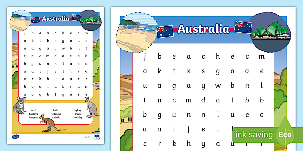 Australia Word Search (teacher made) - Twinkl