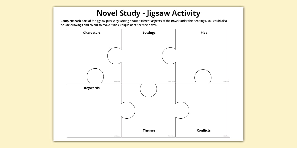 Year 7 and 8 Novel Study Jigsaw Activity