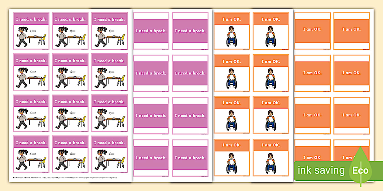 I Need a Break Cards (teacher made) - Twinkl